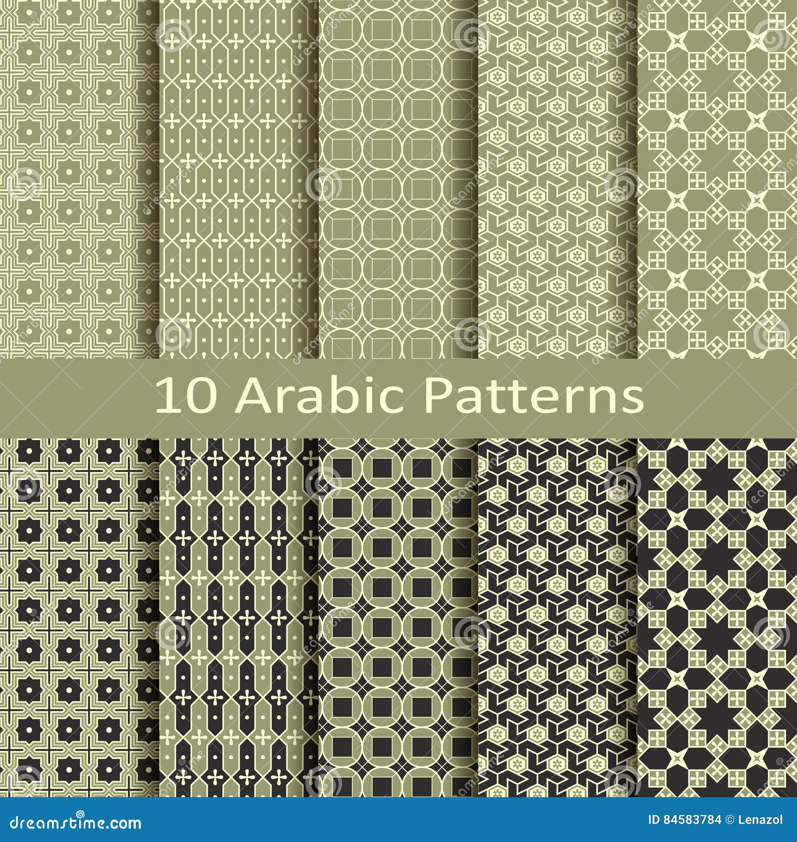 Set of Ten Seamless Vector Arabic Traditional Geometric Patterns Stock ...