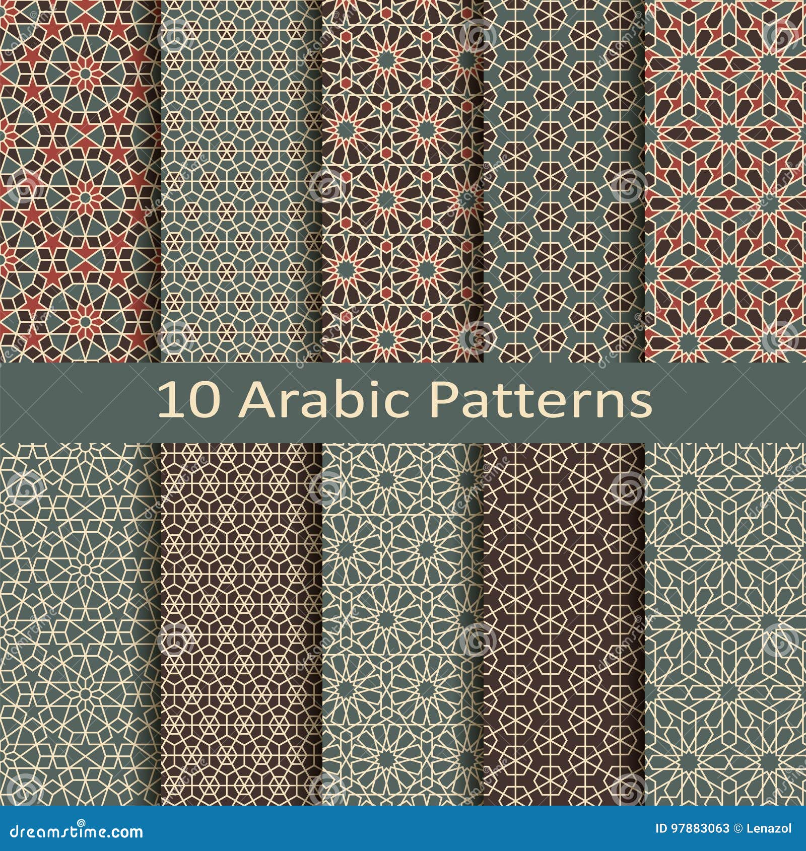Set of Ten Seamless Vector Arabic Traditional Patterns Stock Vector ...
