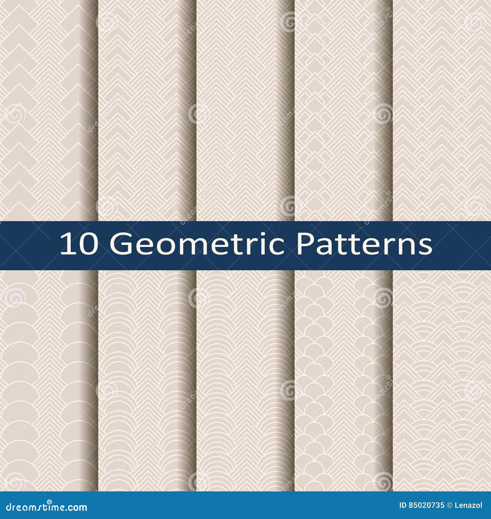 Set of Ten Seamless Vector Geometric Cream Patterns Stock Vector ...