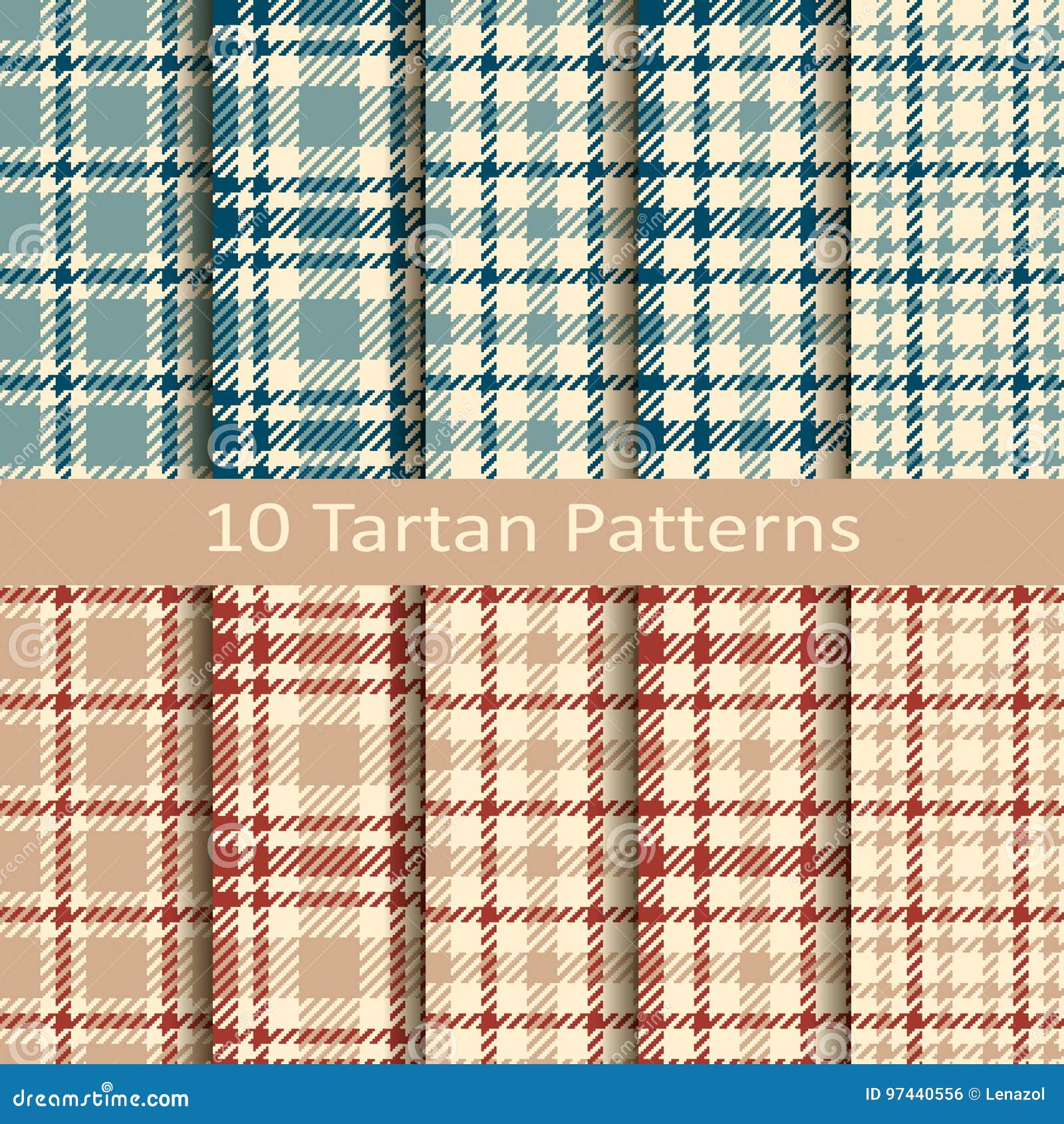 Set of Ten Seamless Vector Tartan Colorful Patterns Stock Vector ...