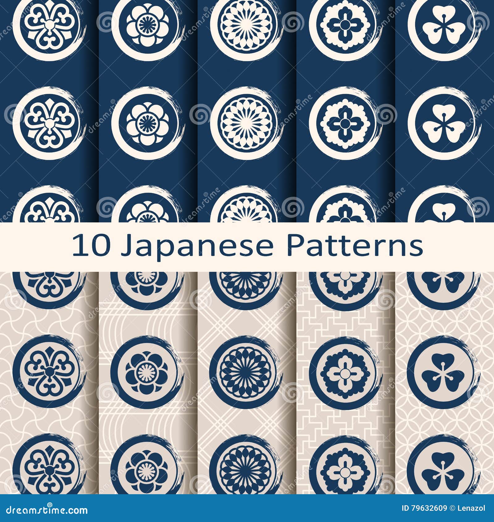 Set of Ten Seamless Vector Traditional Japanese Patterns Stock Vector ...
