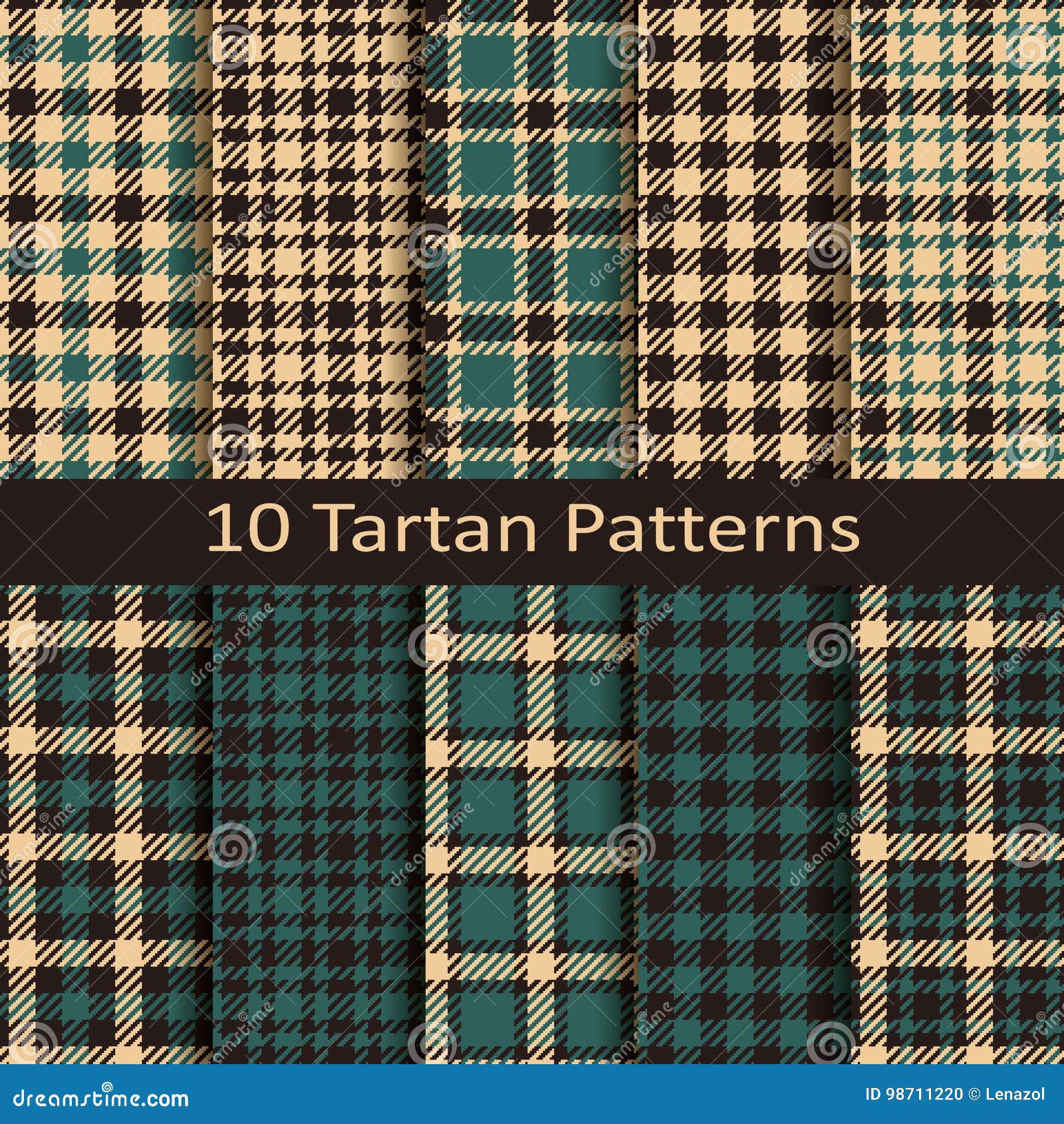 Set of Ten Seamless Vector Trendy Scottish Tartan Patterns. Design for ...
