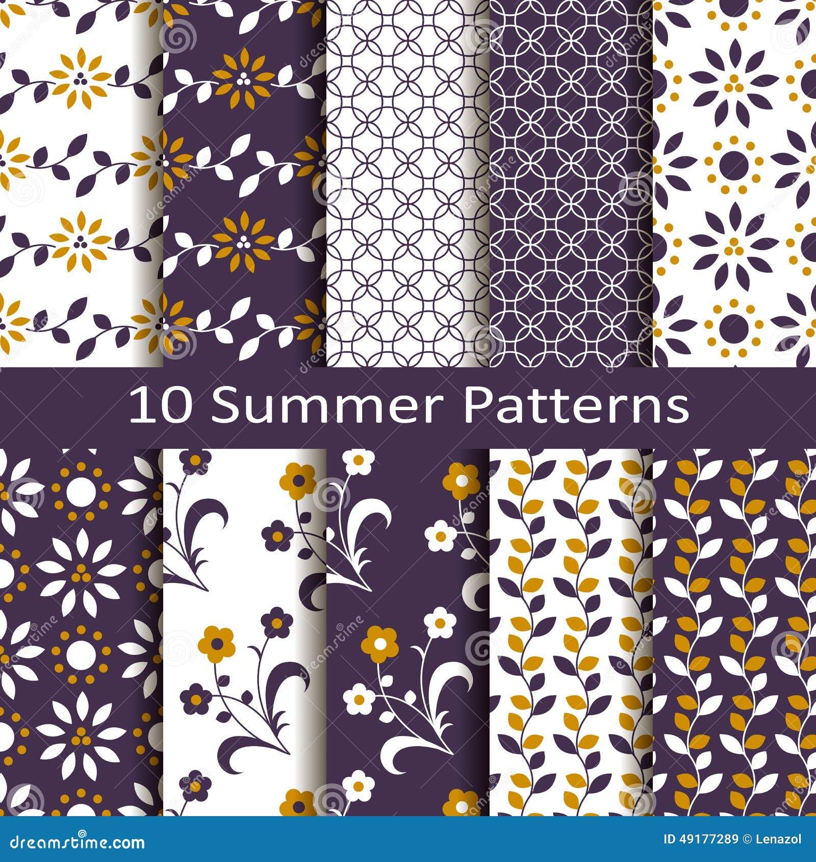 Set of ten summer patterns stock vector. Illustration of summer - 49177289