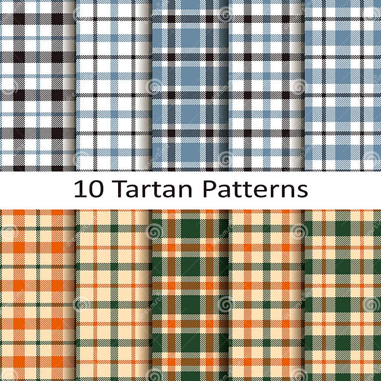 Set of ten tartan patterns stock vector. Illustration of tartan - 58766019