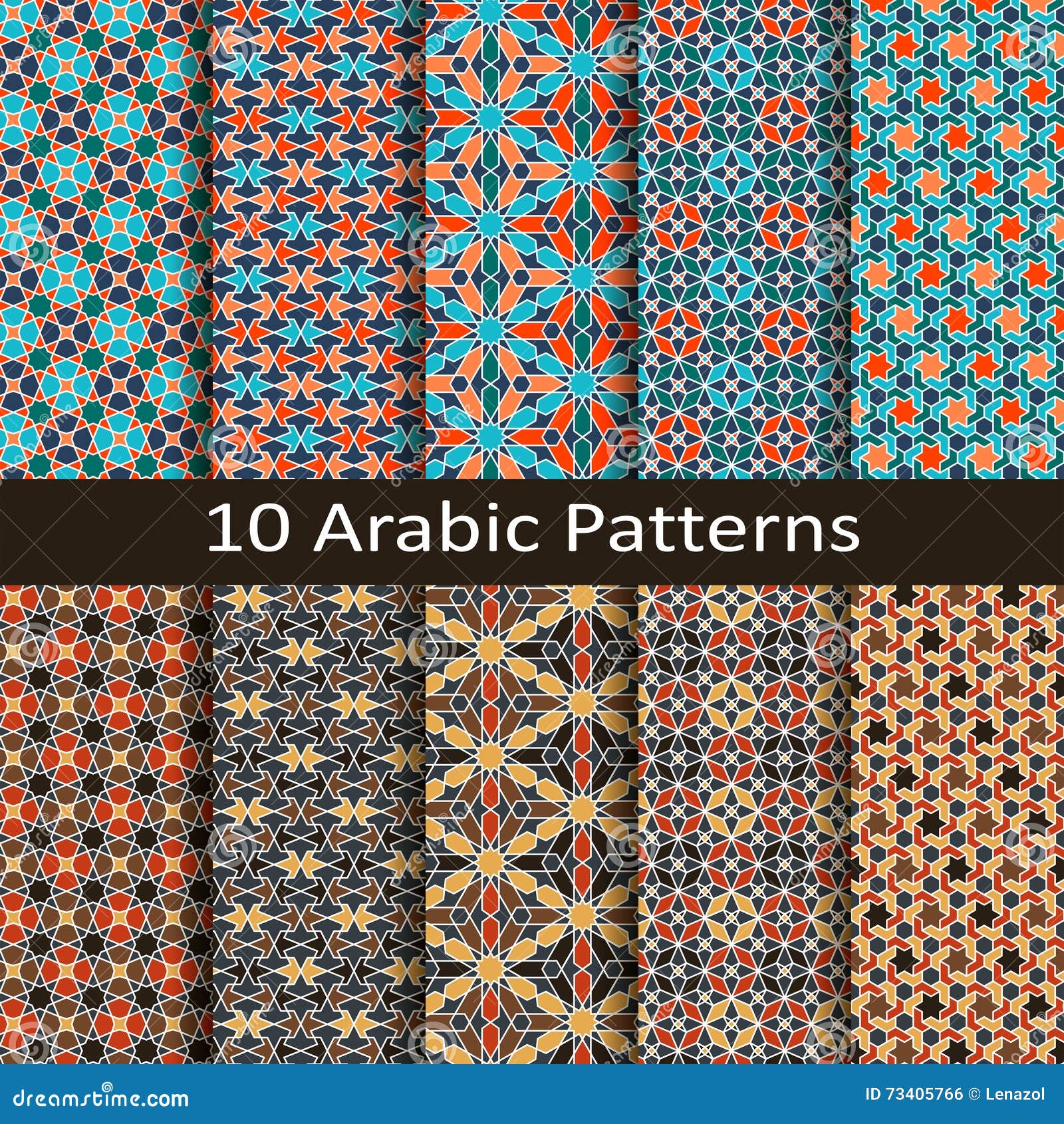 Set of Ten Traditional Arabic Patterns Stock Vector - Illustration of ...