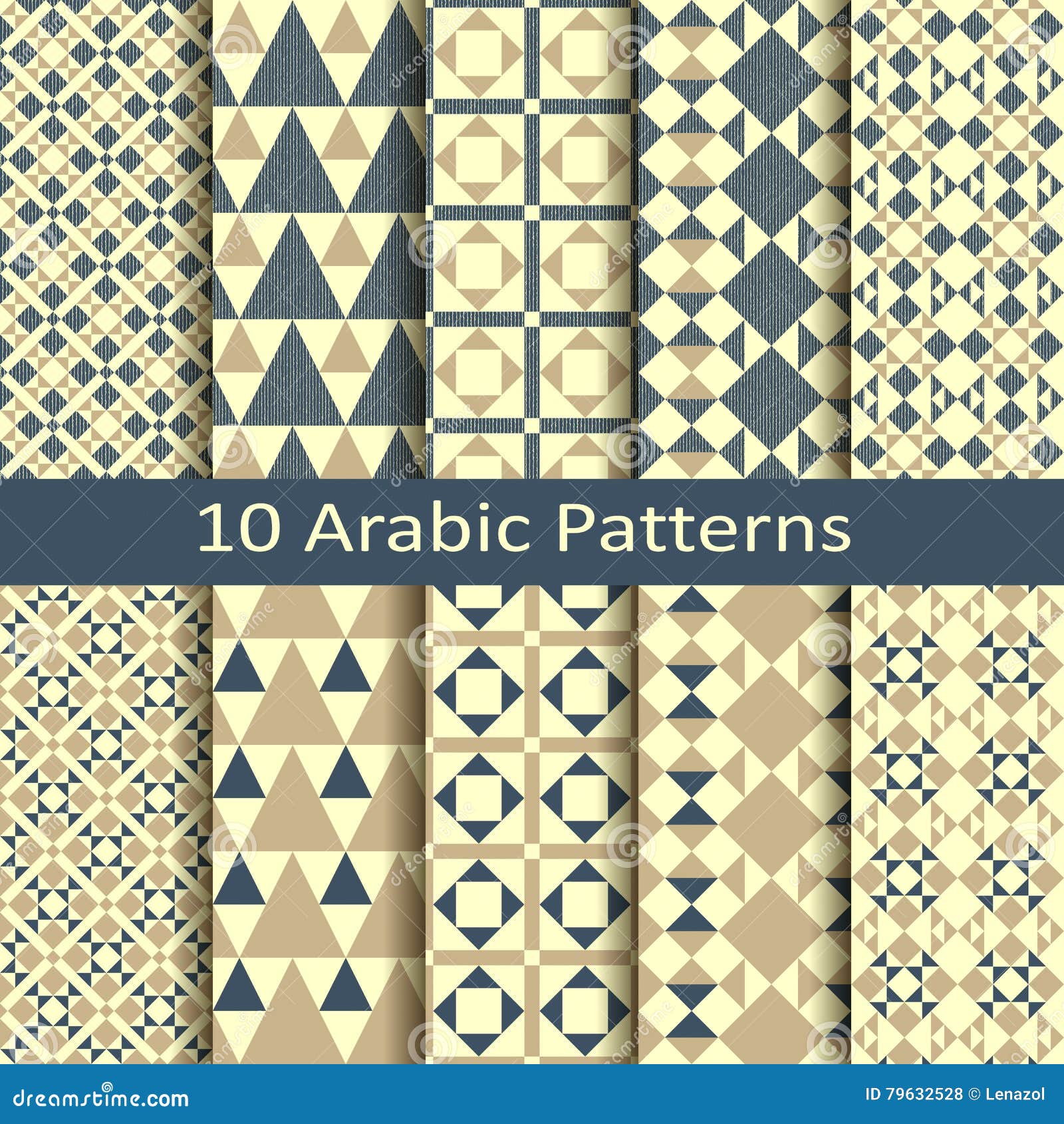 Set of Ten Vector Arabic Geometric Patterns Stock Vector - Illustration ...