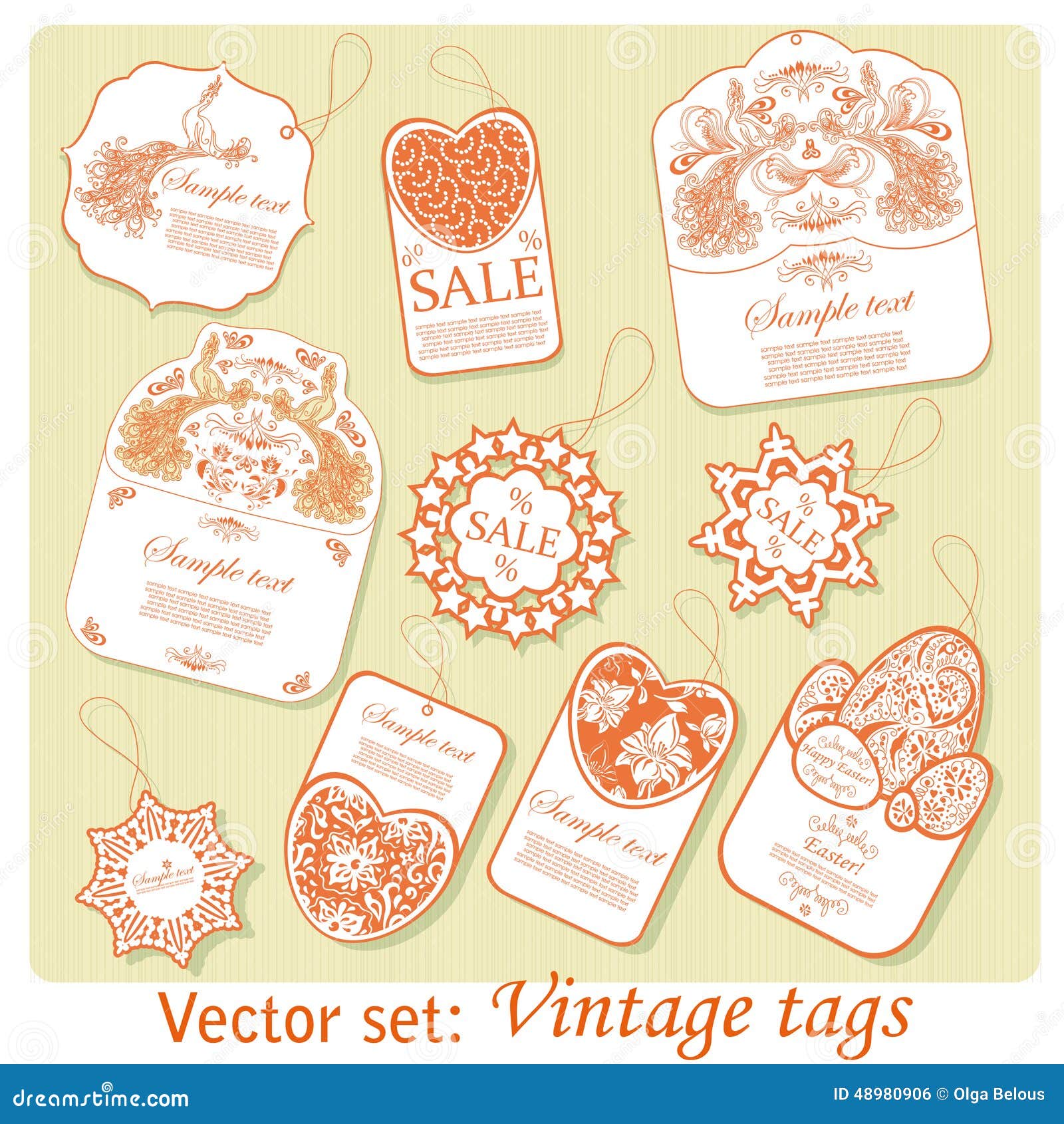 Set of ten vintage tags stock vector. Illustration of beautiful - 48980906