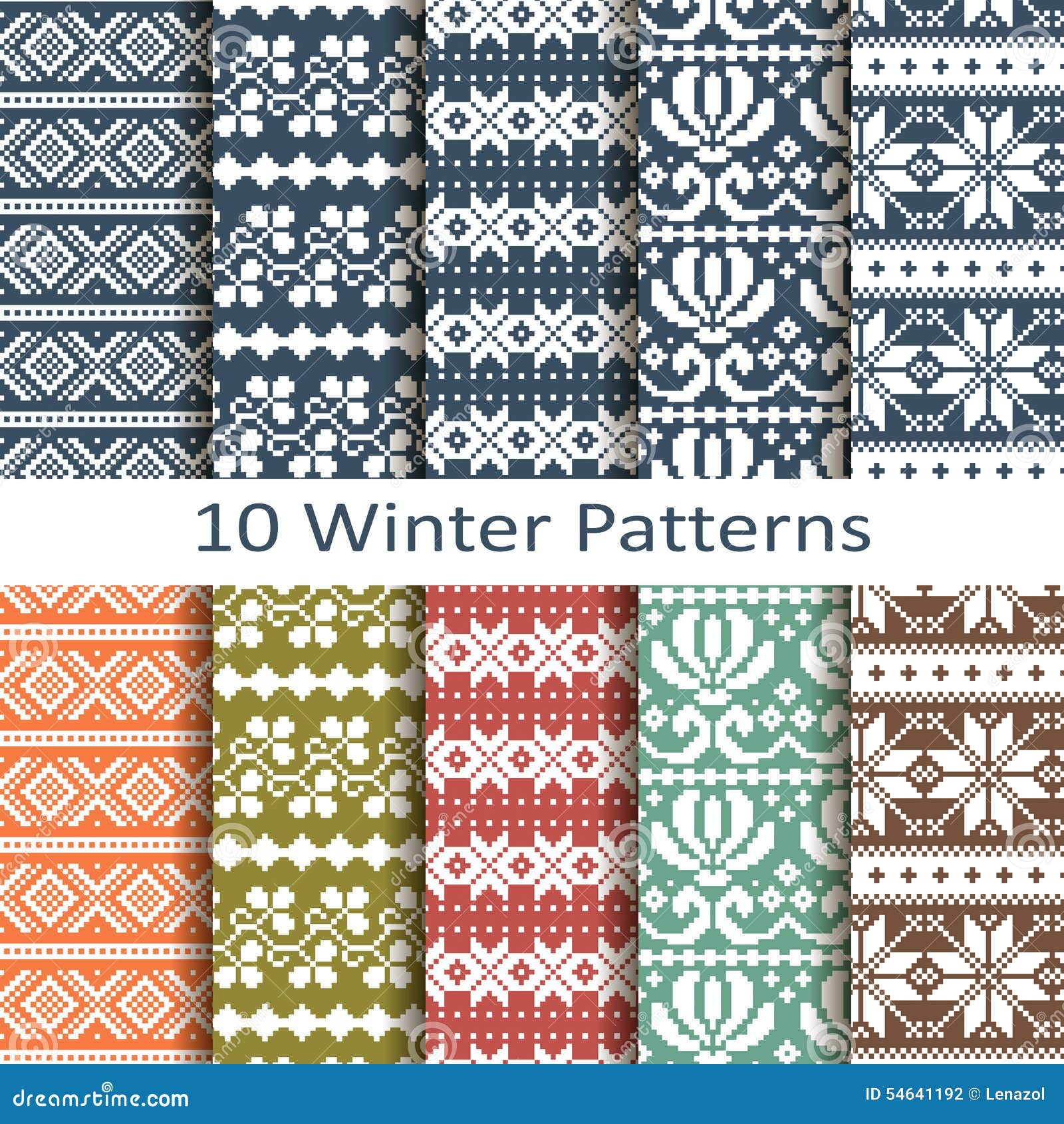 Set of ten winter patterns stock vector. Illustration of pattern - 54641192