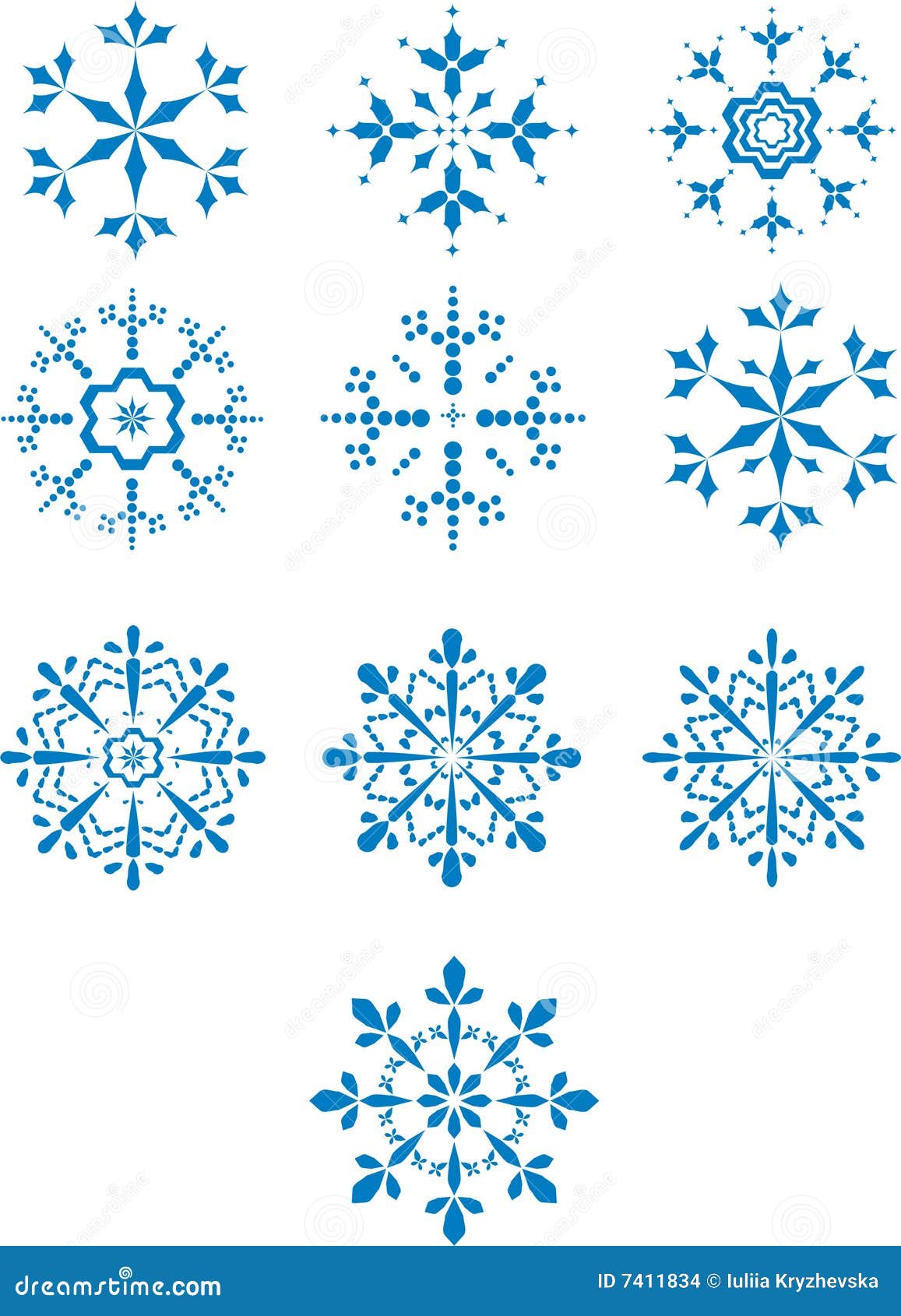Set of Ten Winter Snowflakes Stock Vector - Illustration of element ...