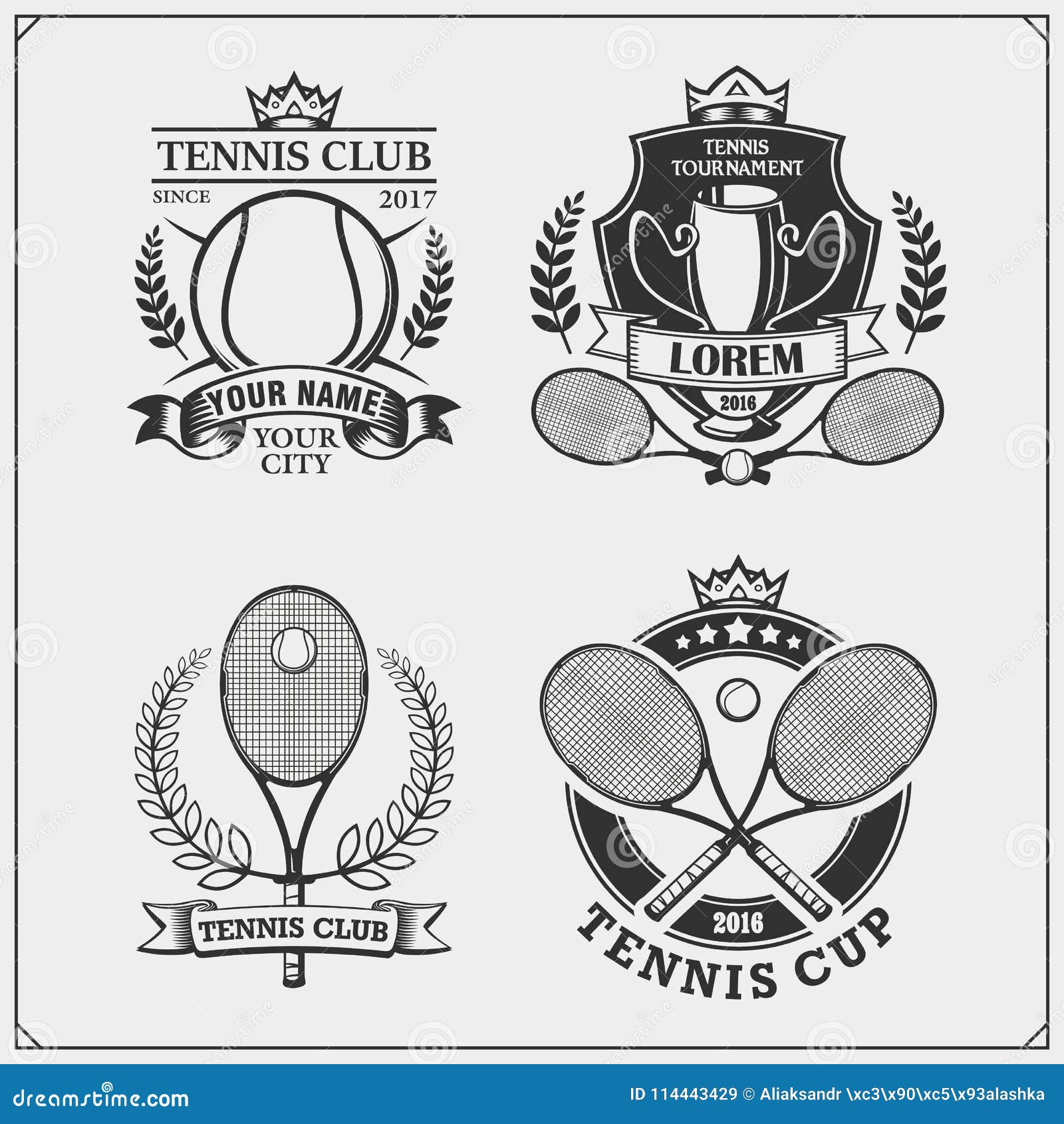 Set of Tennis Labels, Badges, Emblems and Design Elements. Stock Vector ...