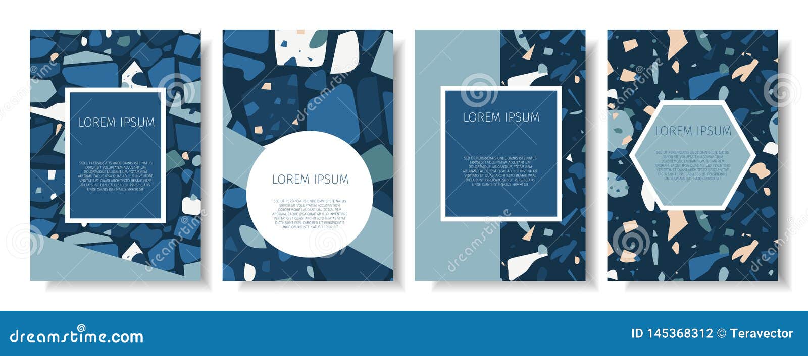 Set Terrazzo Flooring Design Text Card Template Stock Vector ...