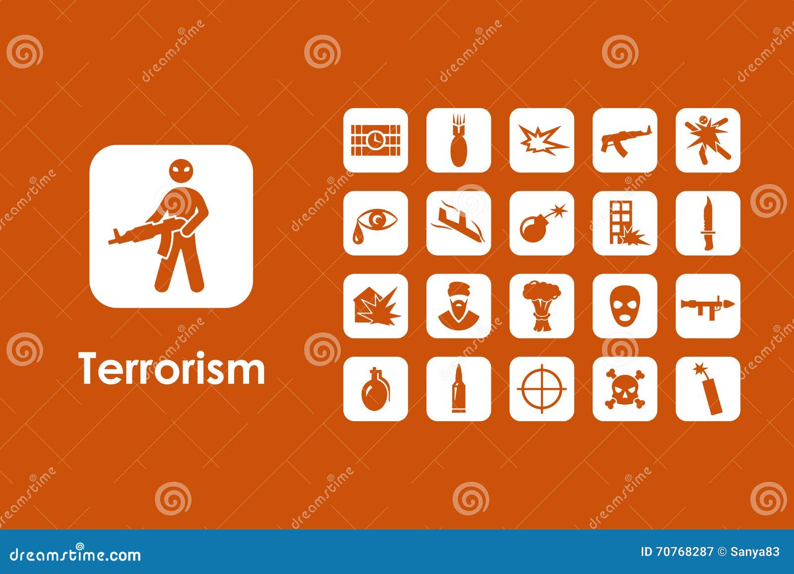 Set of Terrorism Simple Icons Stock Vector - Illustration of military ...