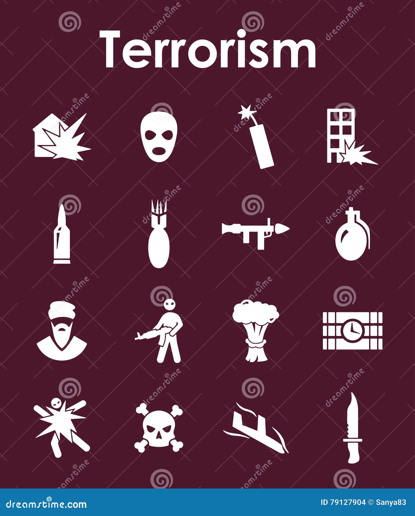 Set of Terrorism Simple Icons Stock Vector - Illustration of danger ...