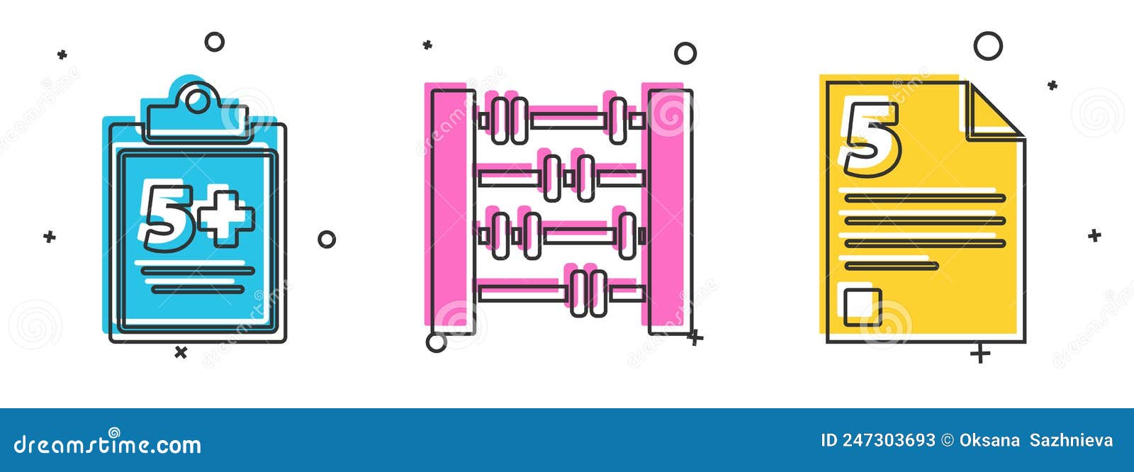 Set Test or Exam Sheet, Abacus and Test or Exam Sheet Icon. Vector ...