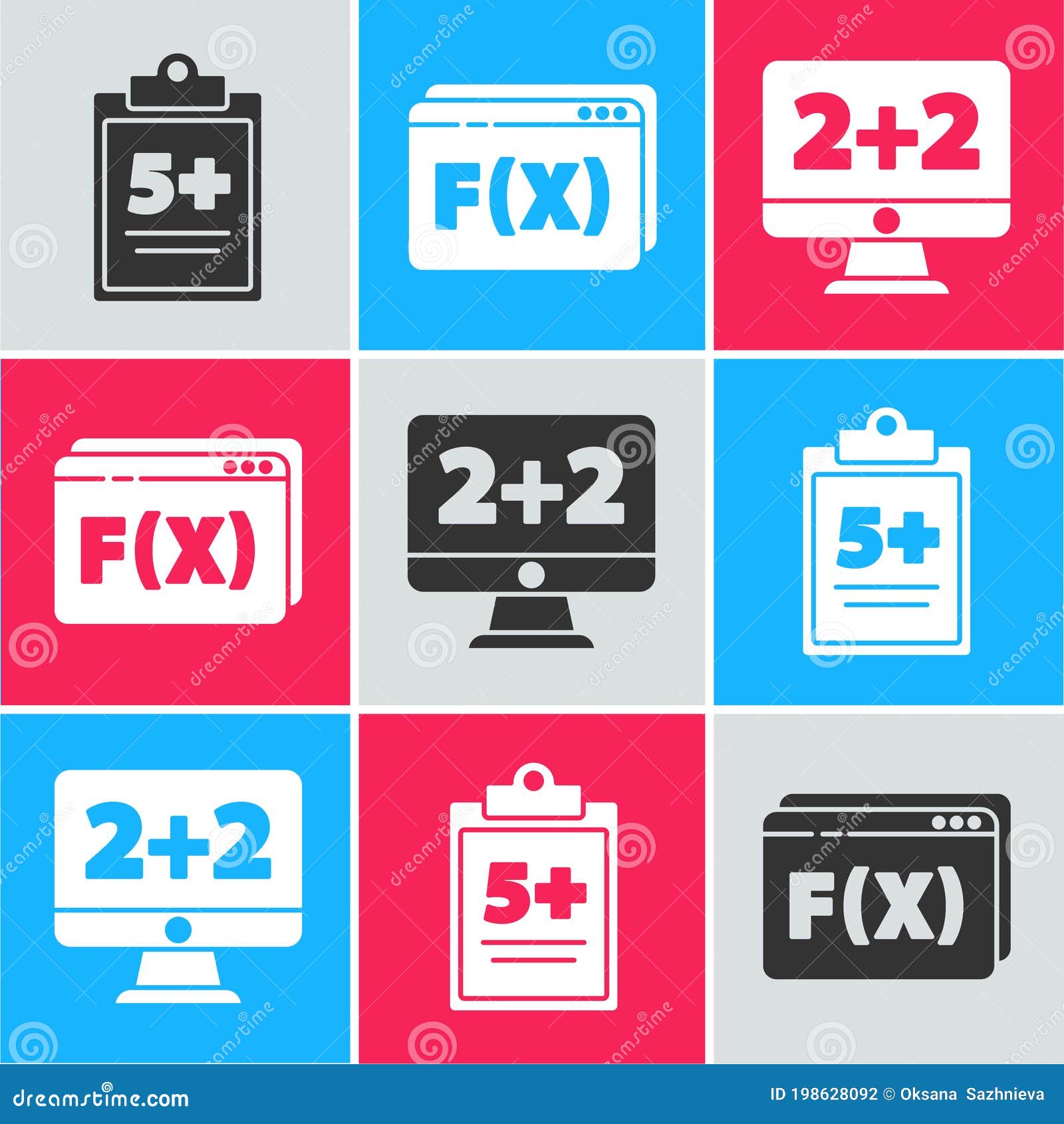 Set Test or Exam Sheet, Function Mathematical Symbol and Equation ...