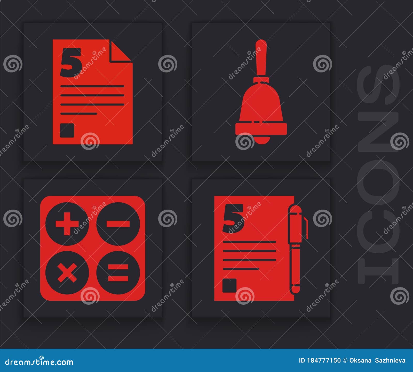 Set Test or Exam Sheet and Pen, Test or Exam Sheet, Ringing Bell and ...