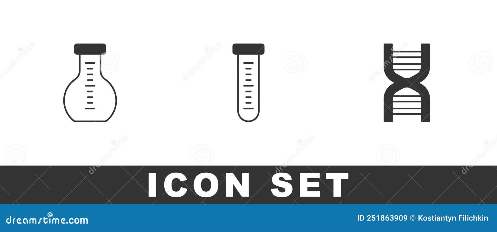 Set Test Tube, and DNA Symbol Icon. Vector Stock Vector - Illustration ...