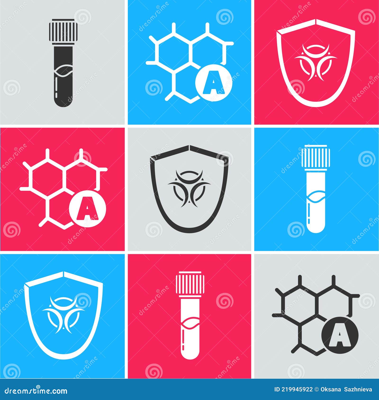 Set Test Tube and Flask Chemical, Chemical Formula and Biohazard Symbol ...