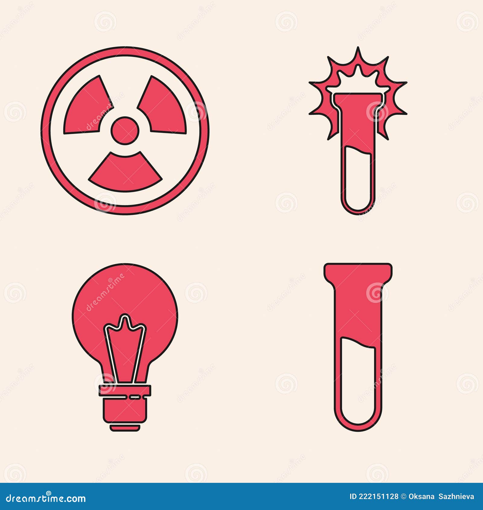 Set Test Tube and Flask, Radioactive, Test Tube and Flask and Light ...