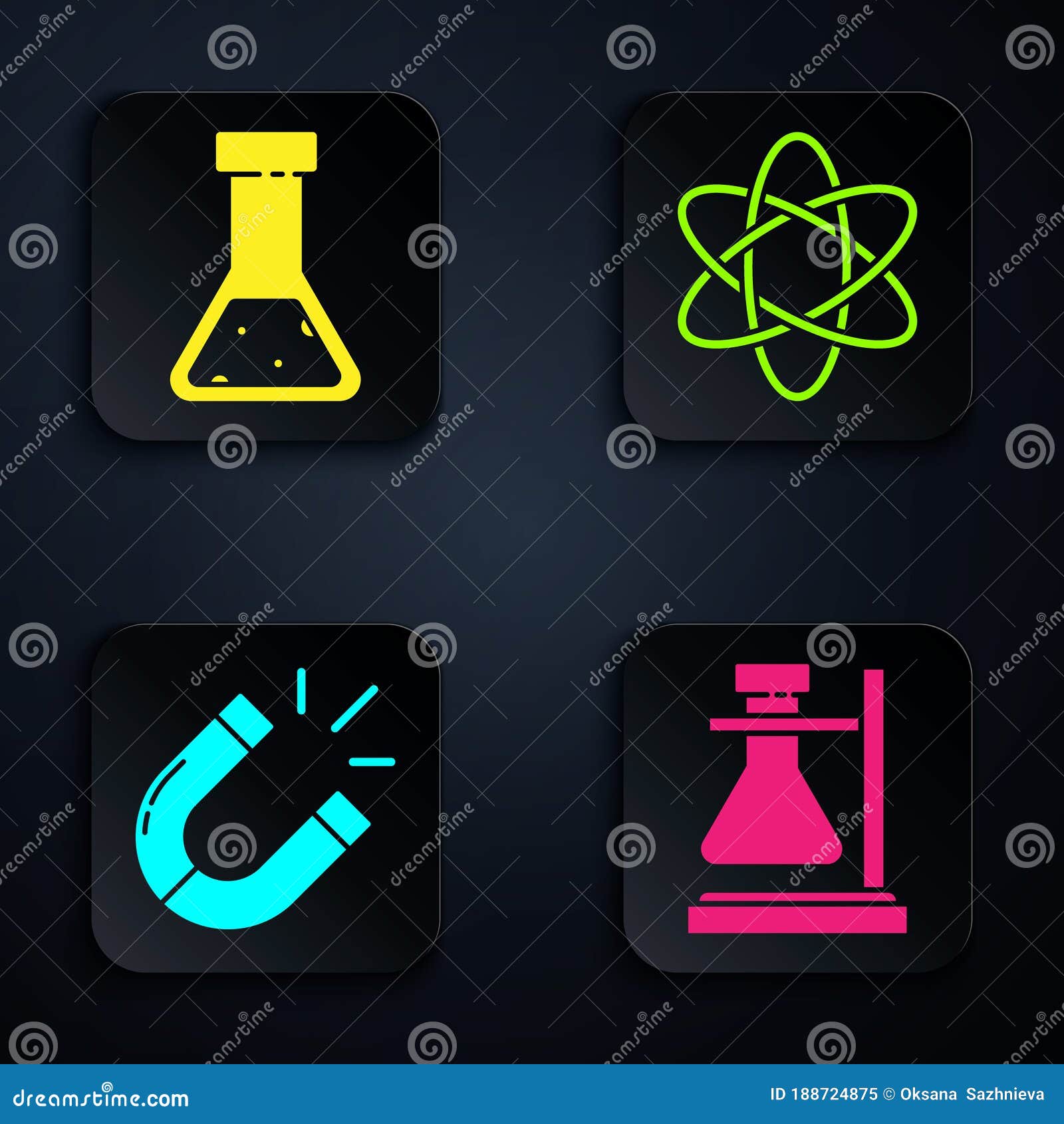 Set Test Tube Flask on Stand, Test Tube and Flask Chemical, Magnet and ...