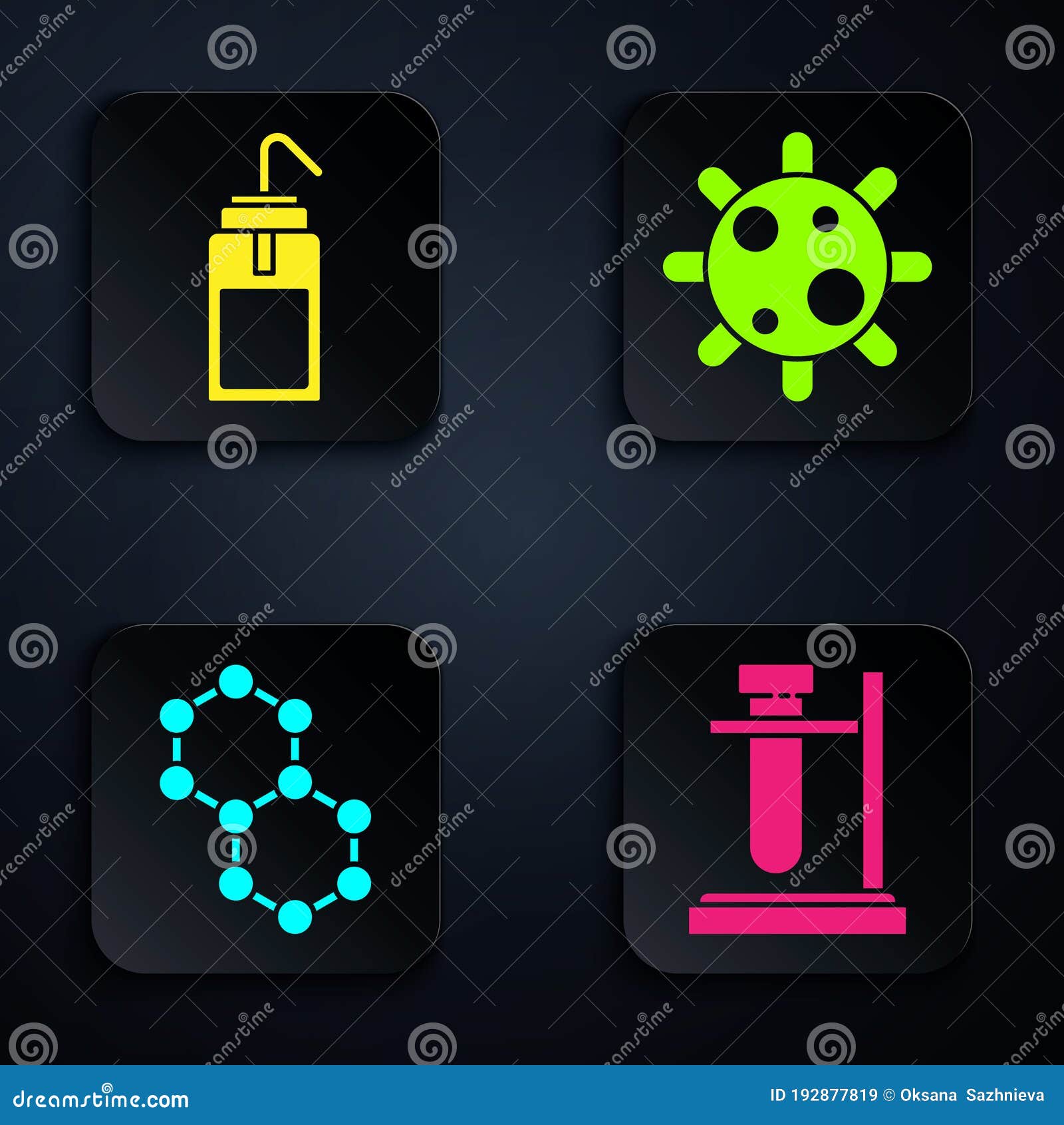 Set Laboratory Wash Bottle, Chemical Formula, High Voltage Sign, Mortar ...