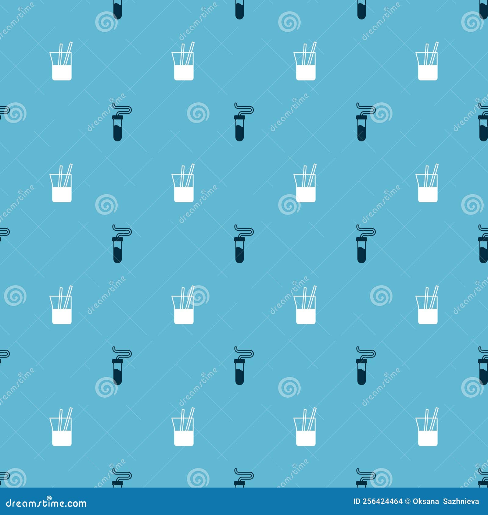 Set Test Tube and Laboratory Glassware on Seamless Pattern. Vector ...