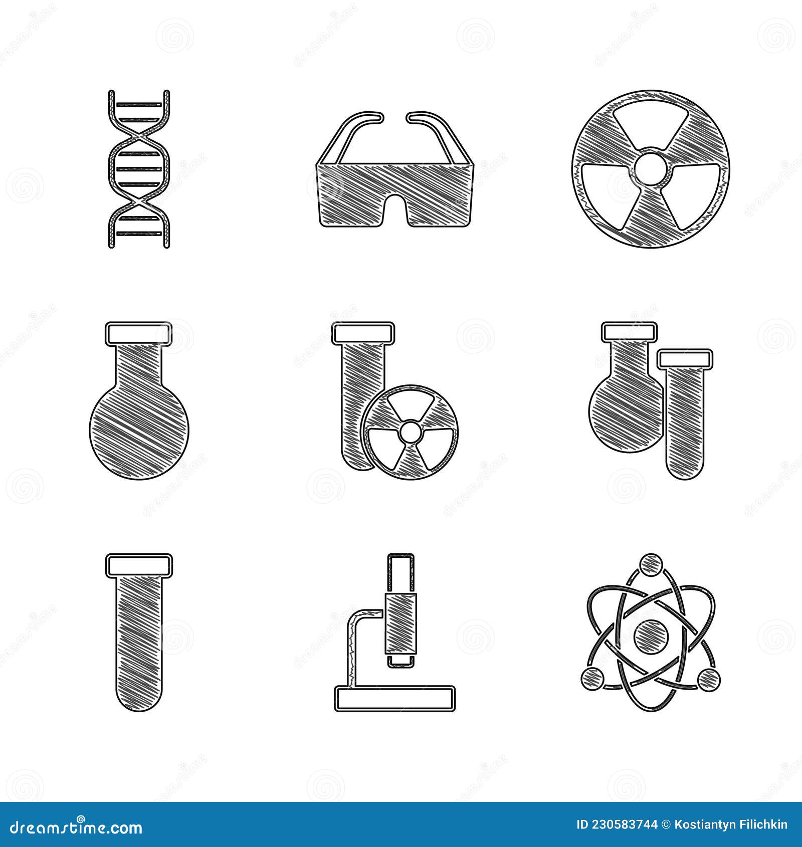 Set Test Tube Radiation, Microscope, Atom, and Flask, Radioactive and ... Set Test Tube Radiation, Microscope, Atom, and Flask, Radioactive and ...