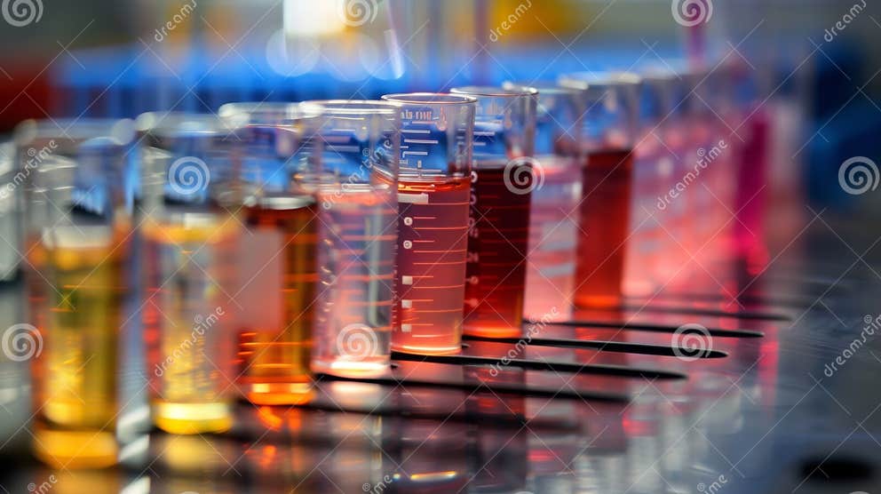 A Set of Test Tubes Lined Up on a Lab Bench Each Containing a Different ...