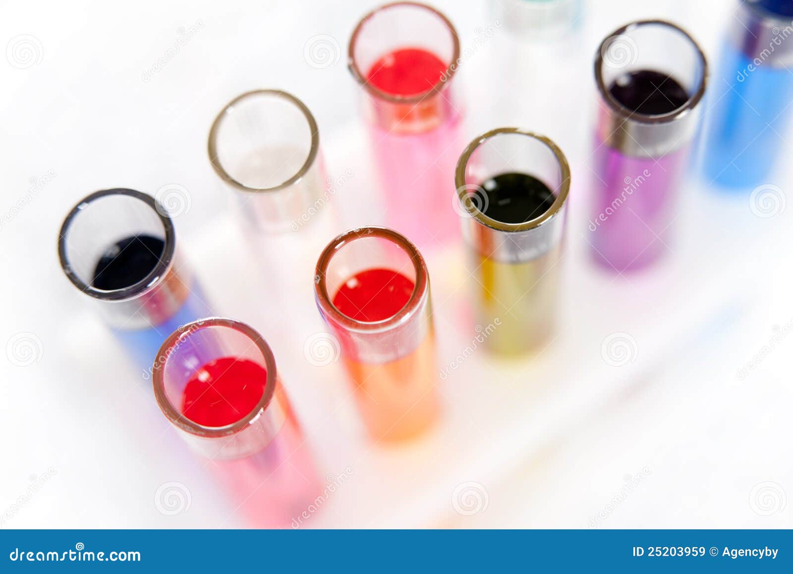 Set of Test Tubes in a Rack, Top View Stock Image - Image of close ...