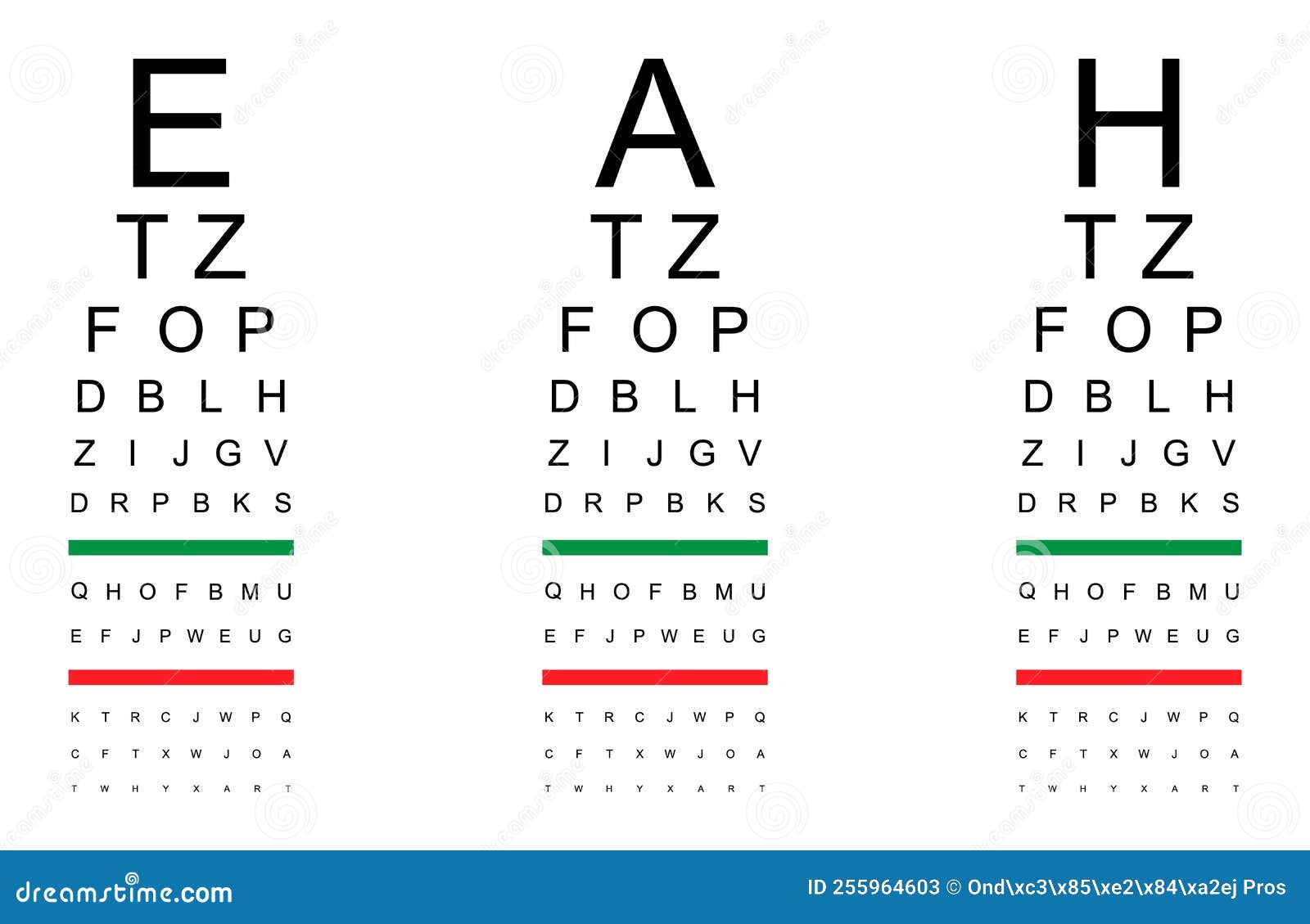 Set of Test Visual Measure Icon, Optical Chart Letter Symbol ...
