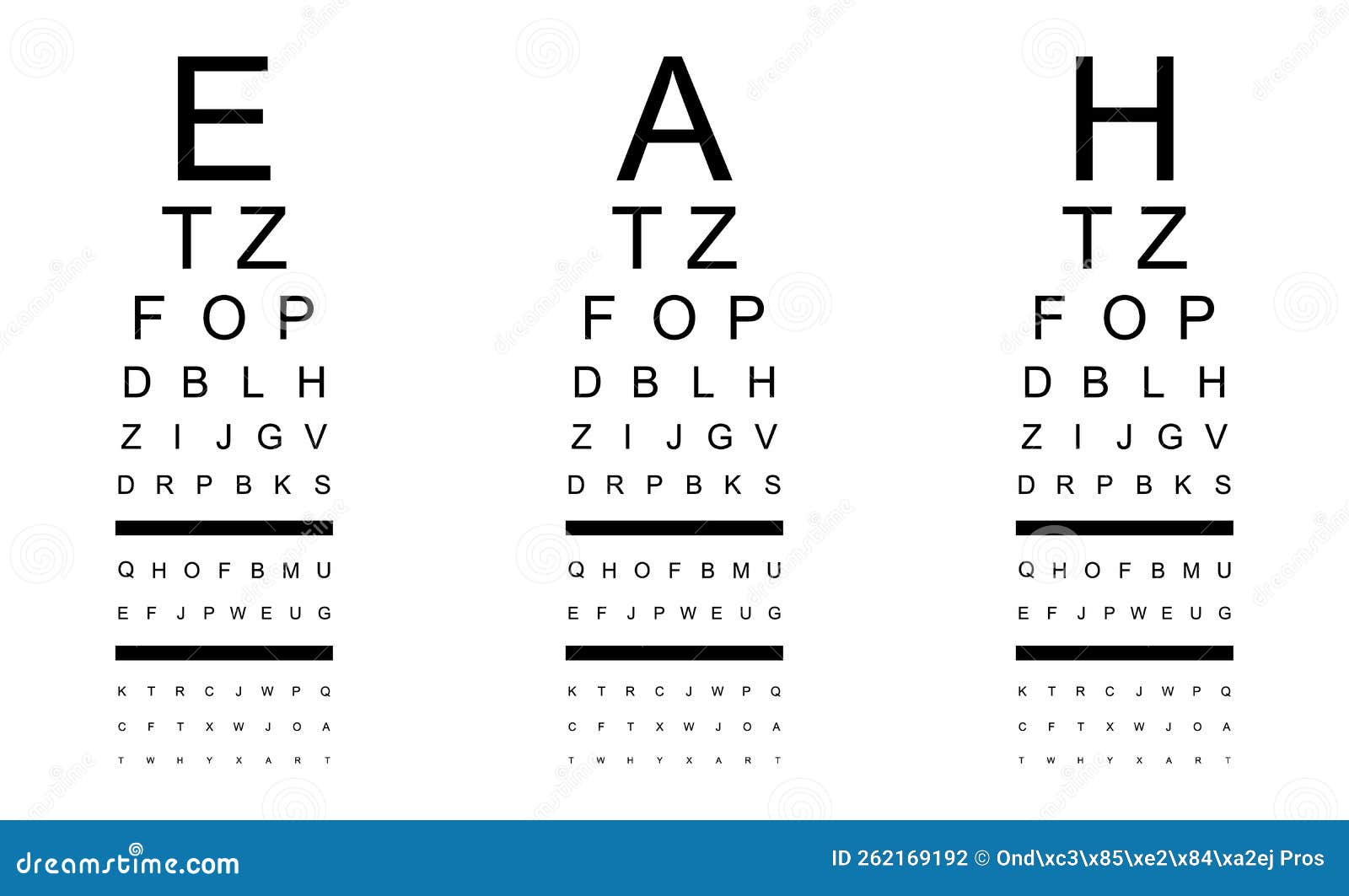 Set of Test Visual Measure Icon, Optical Chart Letter Symbol ...