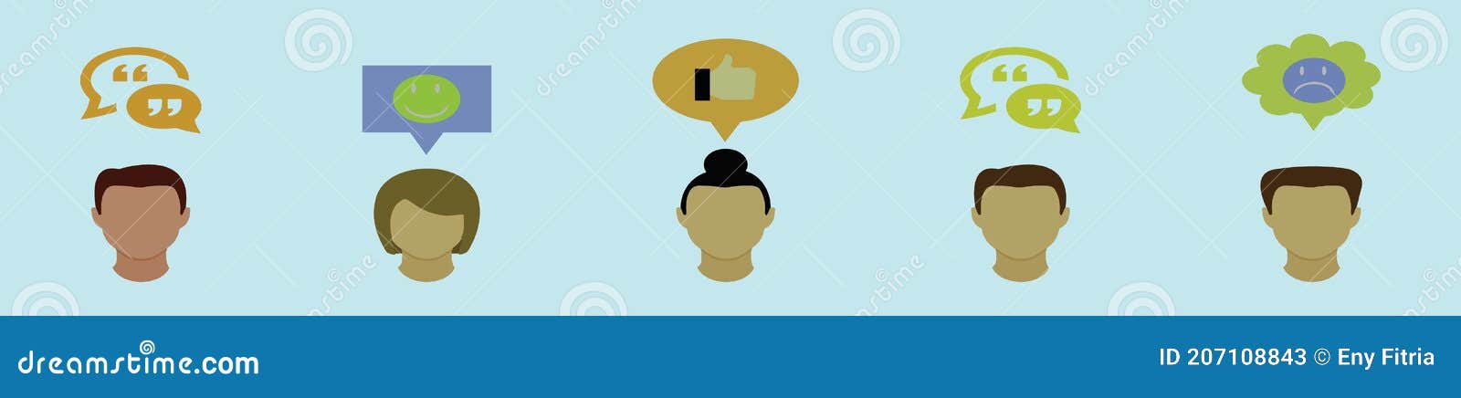 Set of Testimonial Cartoon Icon Design Template with Various Models ...