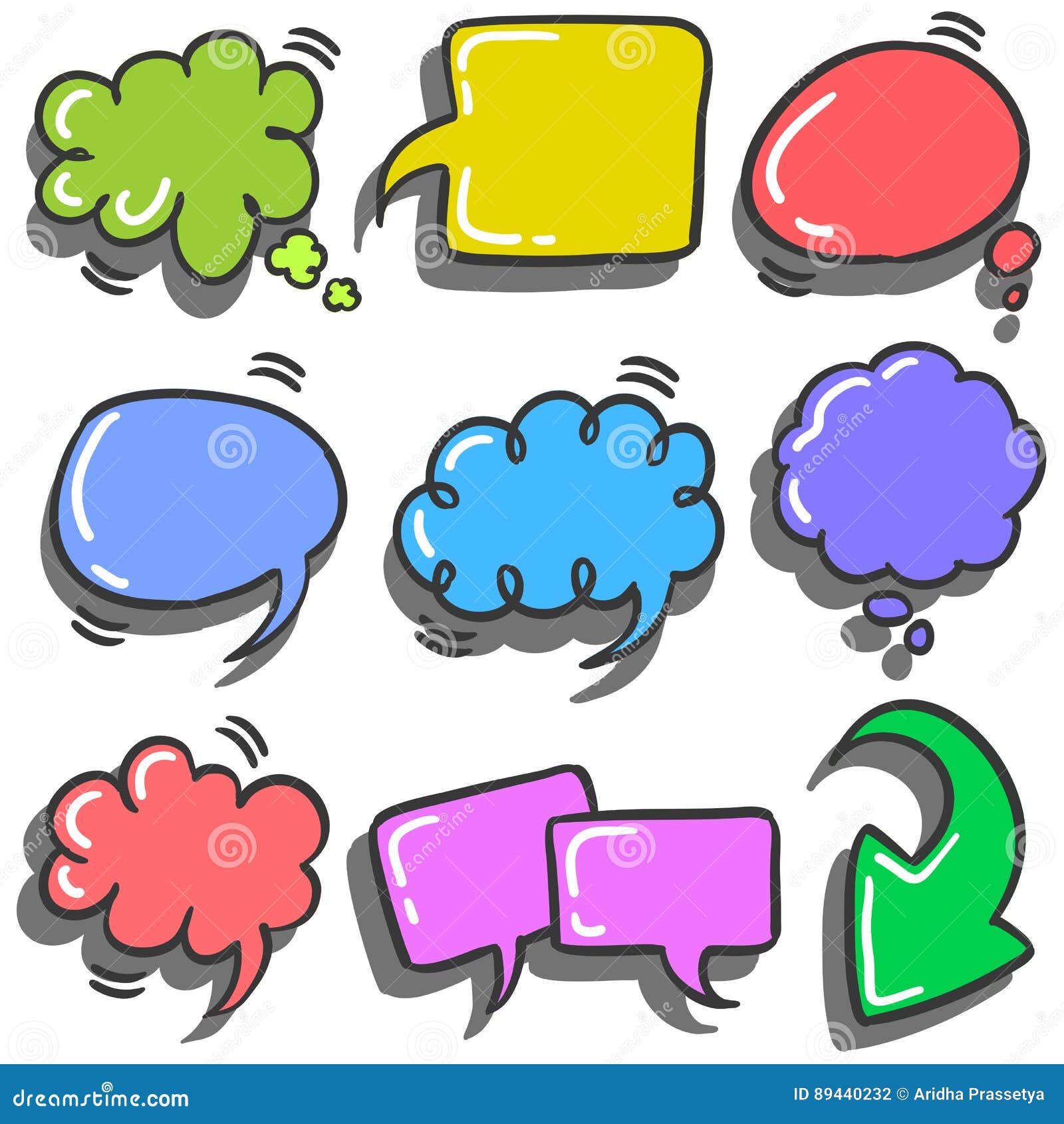 Set of Text Balloon Colorful Various Stock Vector - Illustration of ...