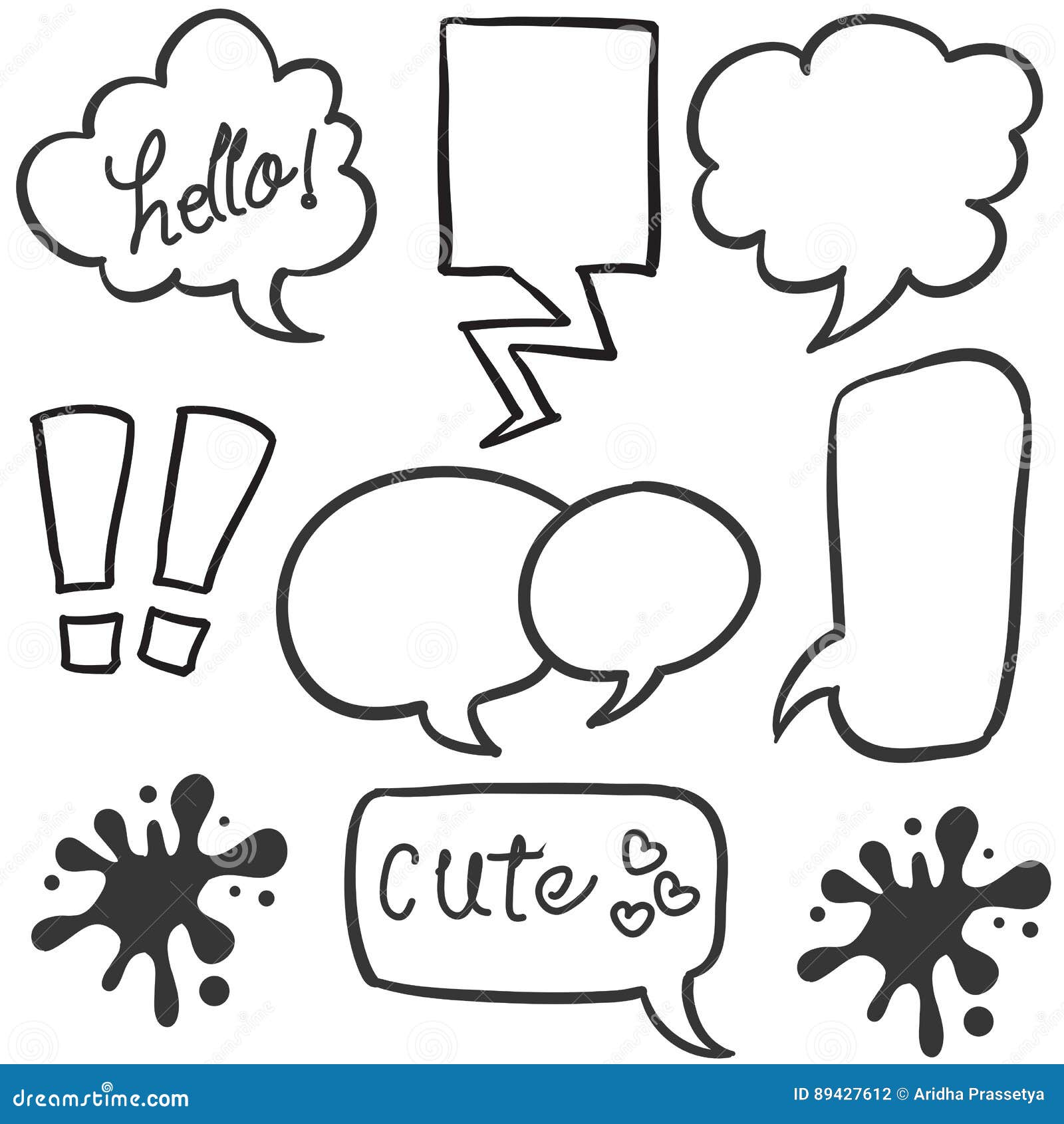 Set of Text Balloon Style Vector Art Stock Vector - Illustration of ...