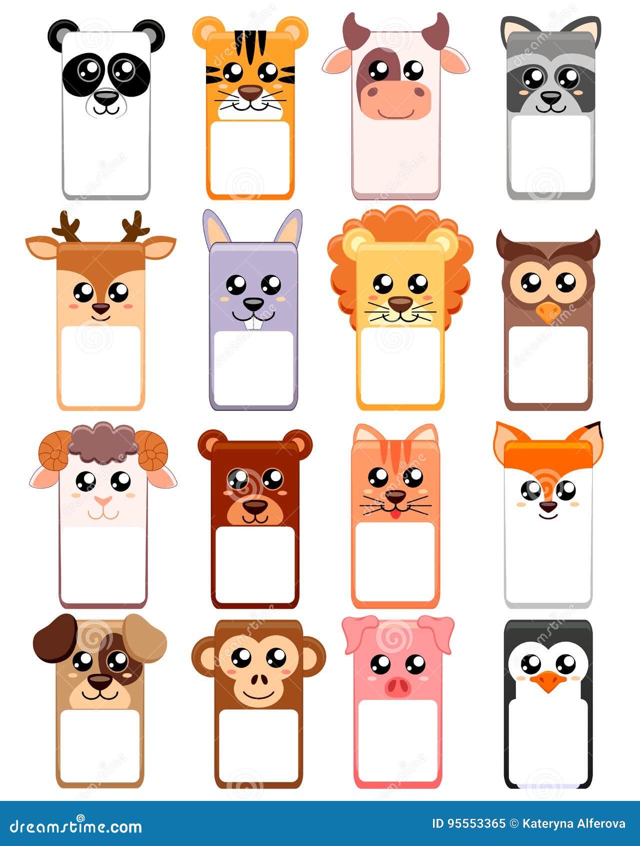 Set of Text Box with Animals Head for Kids. Zoo Template Stock Vector ...