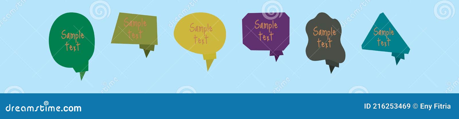 Set of Text Box Cartoon Icon Design Template with Various Models ...