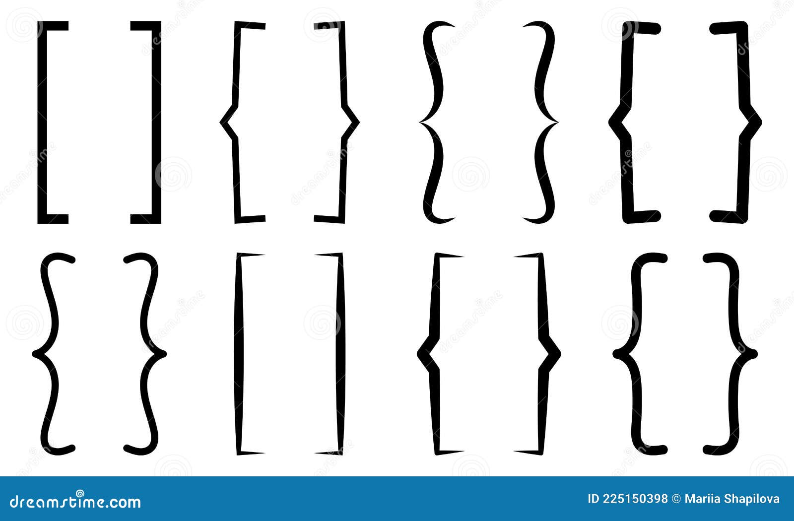 Text Bracket. Vintage Curly Brackets Symbol. Typography Punctuation ...