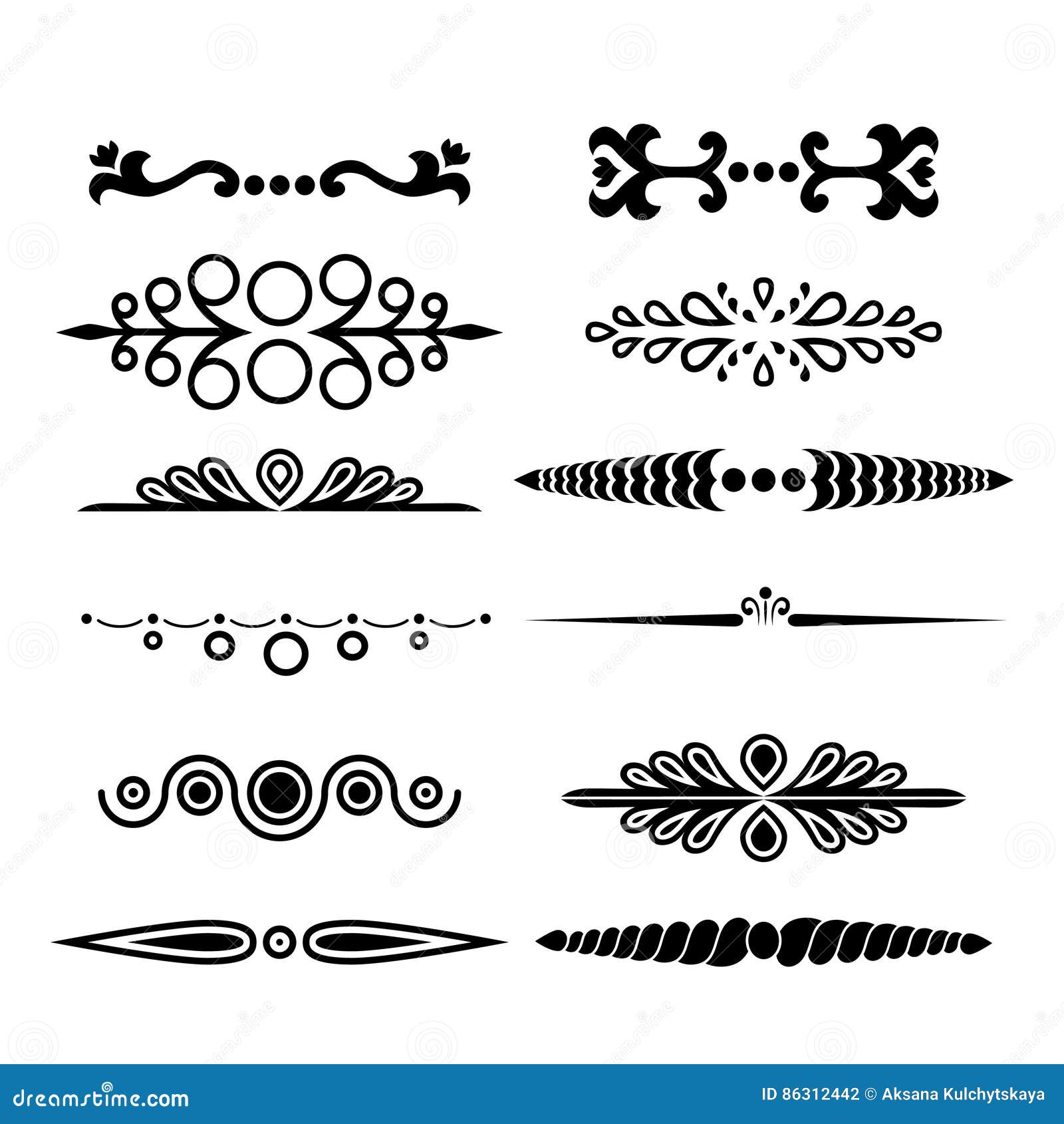 Set of Text Dividers. Calligraphic, Graphic Design Elements-02 Stock ...
