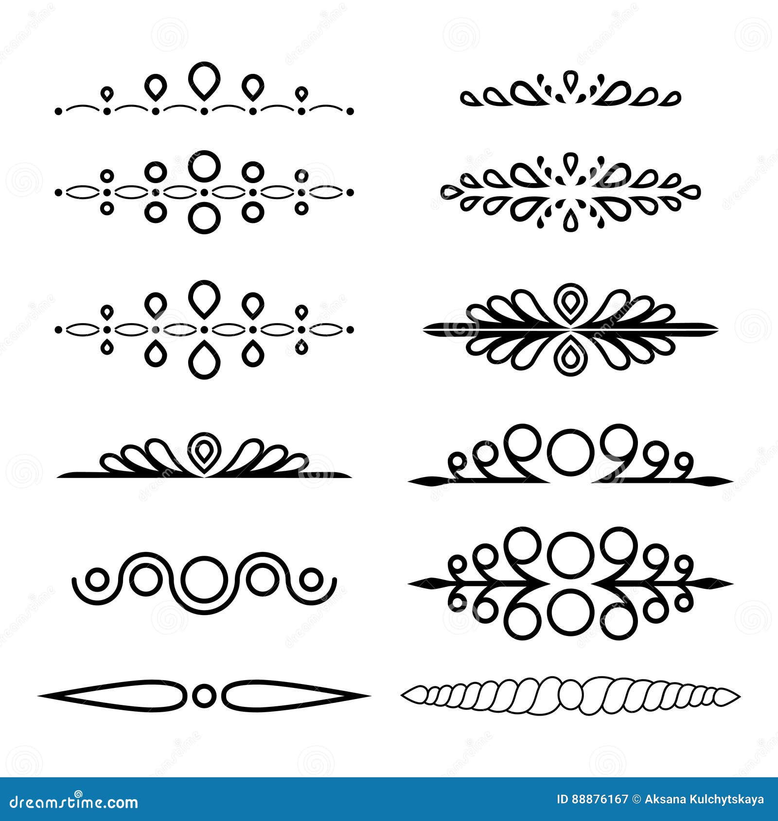 Set of Text Dividers. Calligraphic, Graphic Design Elements-03 Stock ...