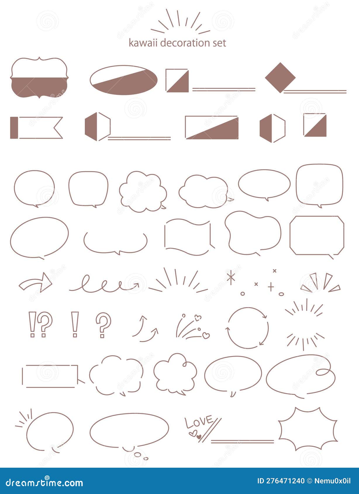 Set of Text Frames and Decorations in Soft Colors, Simple, Hand-drawn ...