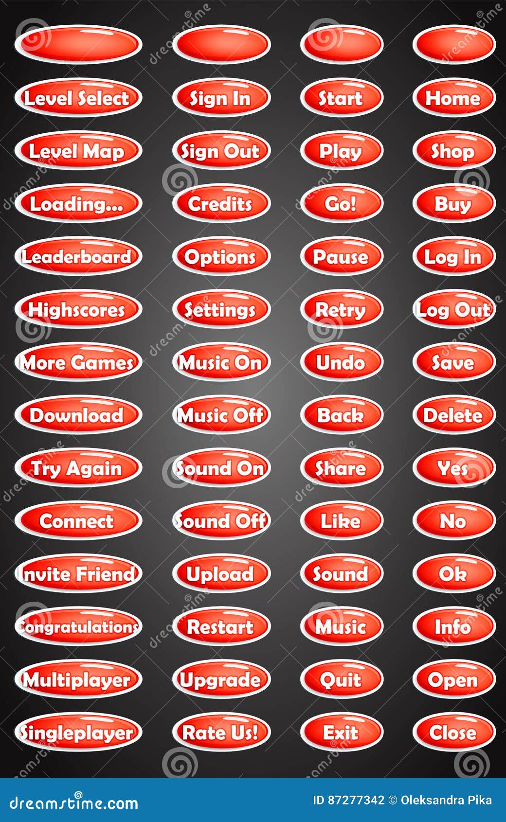 Set of Text Game Buttons in Cartoon Style Stock Vector - Illustration ...