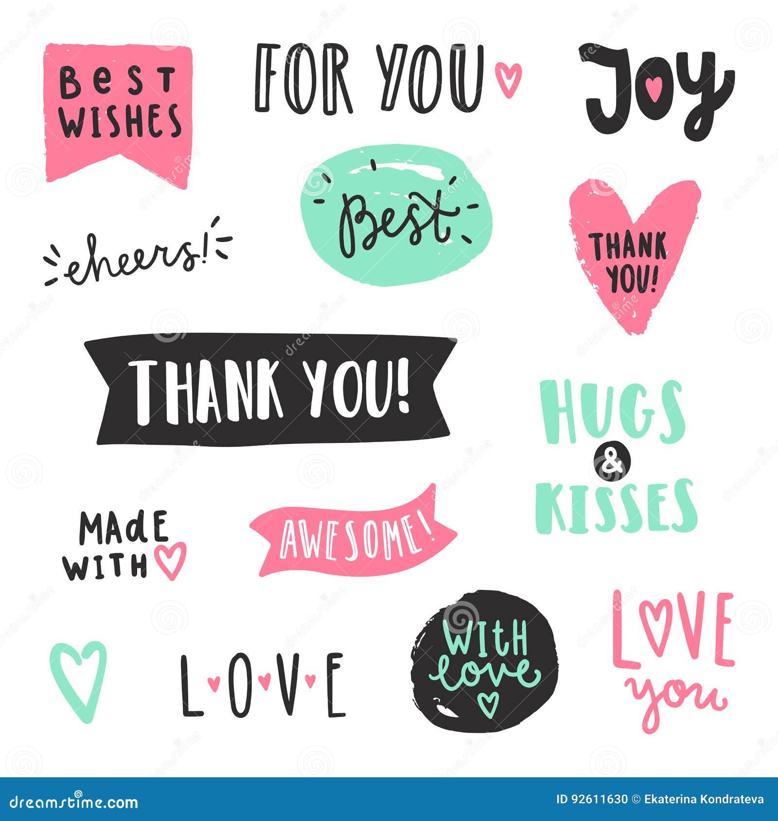 Set of text labels. stock vector. Illustration of greeting - 92611630