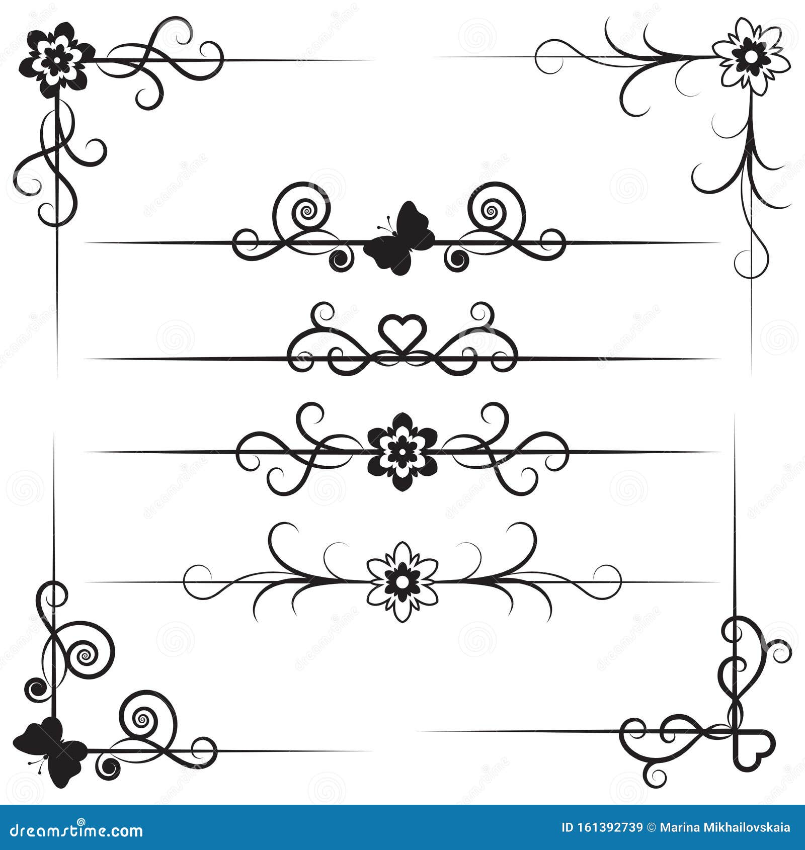 A Set of Text Separators. Horizontal and Angular Stock Vector ...