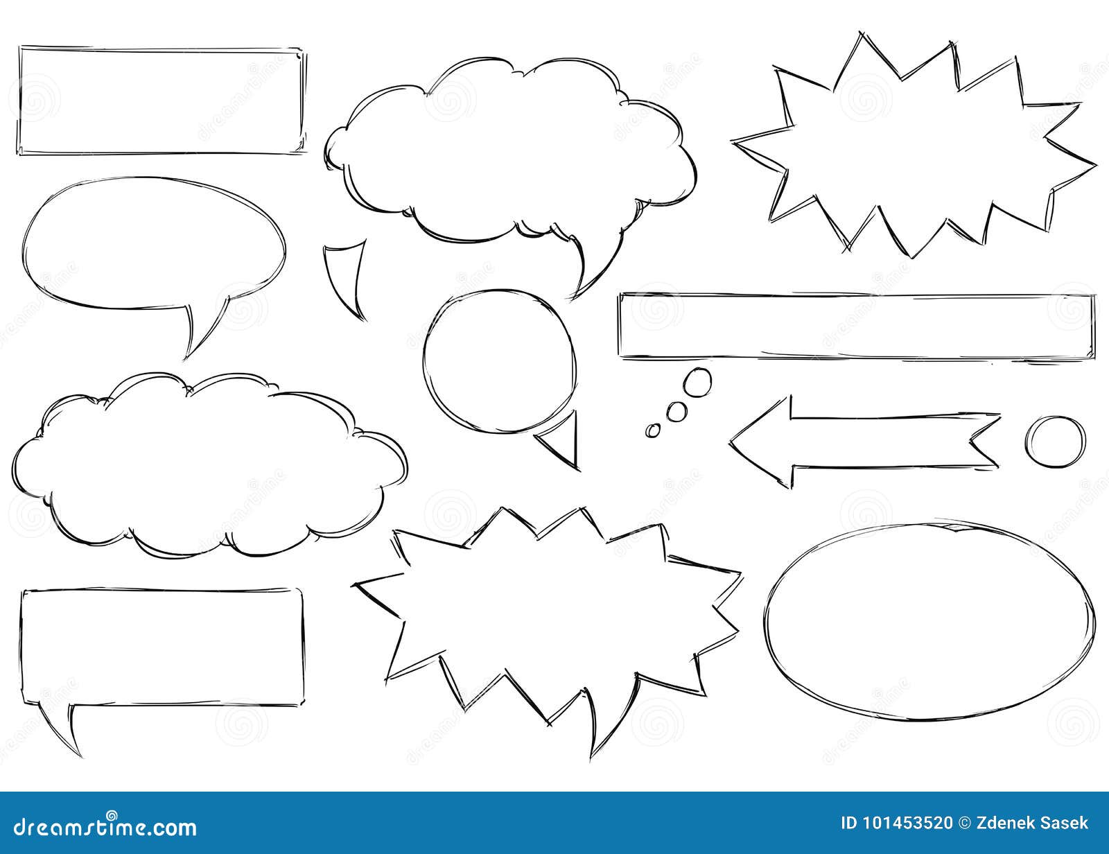 Set of Text Speech Bubbles Doodles Stock Vector - Illustration of cloud ...