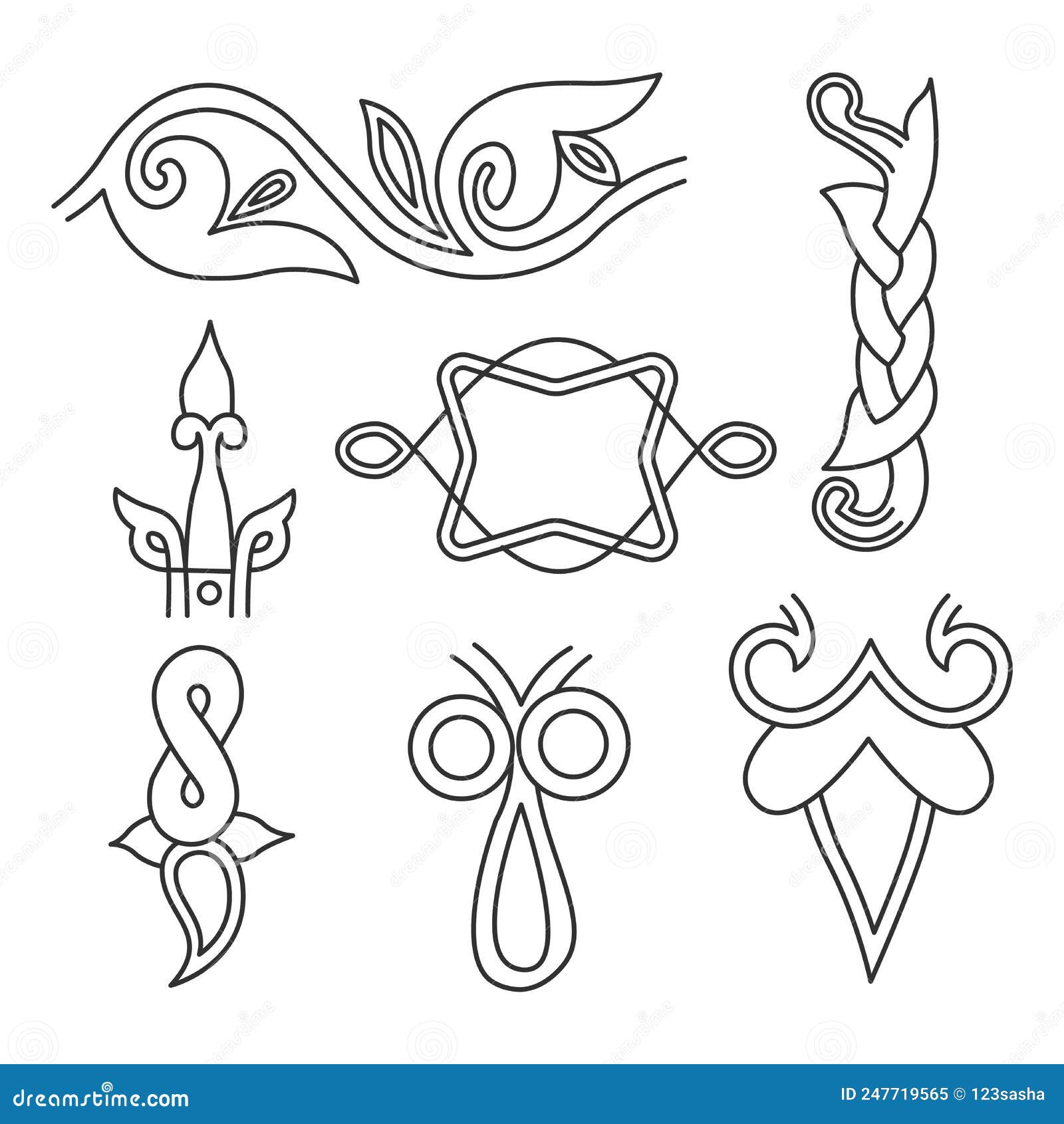 Set of Text Vignettes and Rosettes. Vector Clipart Stock Vector ...