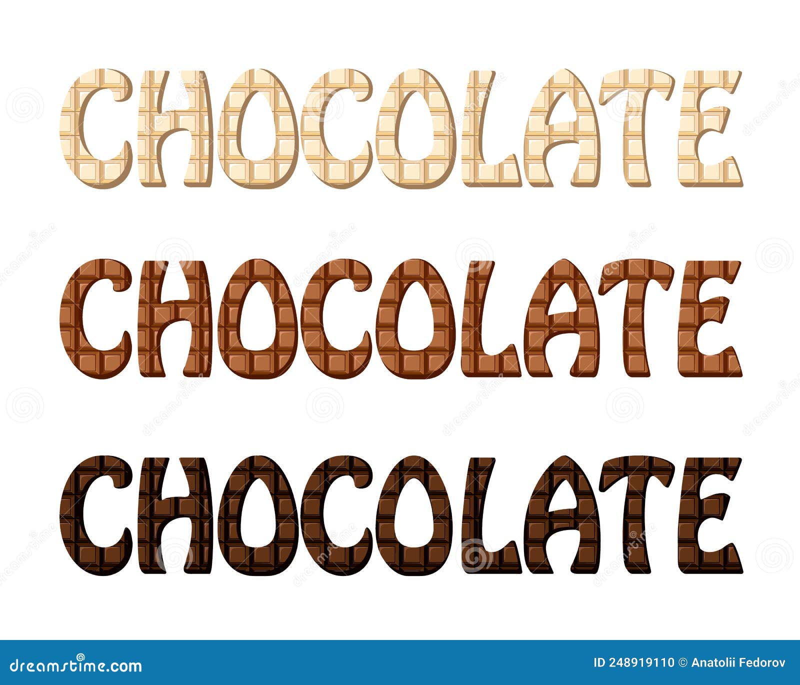 A Set of Texts from Multi-colored Chocolate. Stock Vector ...