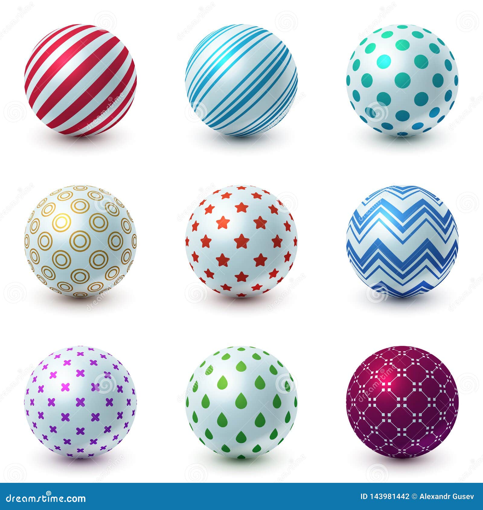 Set Texture Ball - Realistic Icon. Stock Vector - Illustration of ball ...