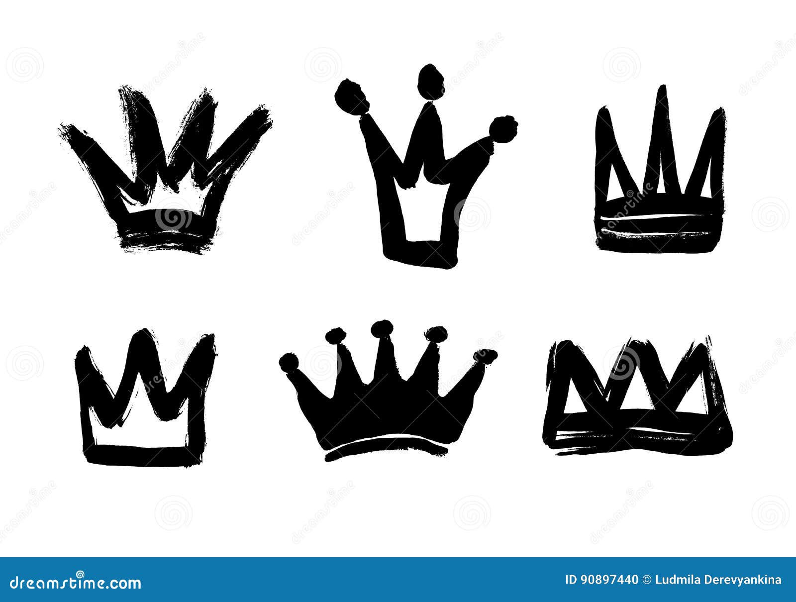 Set Texture Strokes Thick Paint in the Form of a Crown Isolated on ...