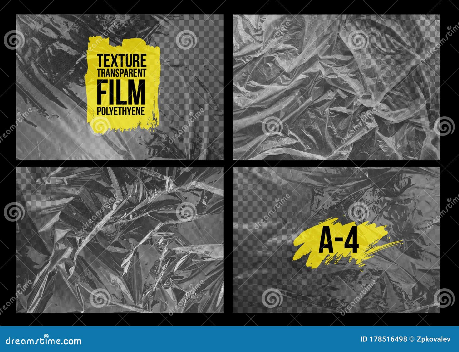 Set of Texture a-4 Transparent Stretch Film Polyethylene. Design ...