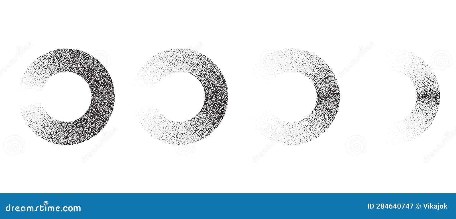 Set of Textured Gradient Rings. Black Dotted Circles Collections ...